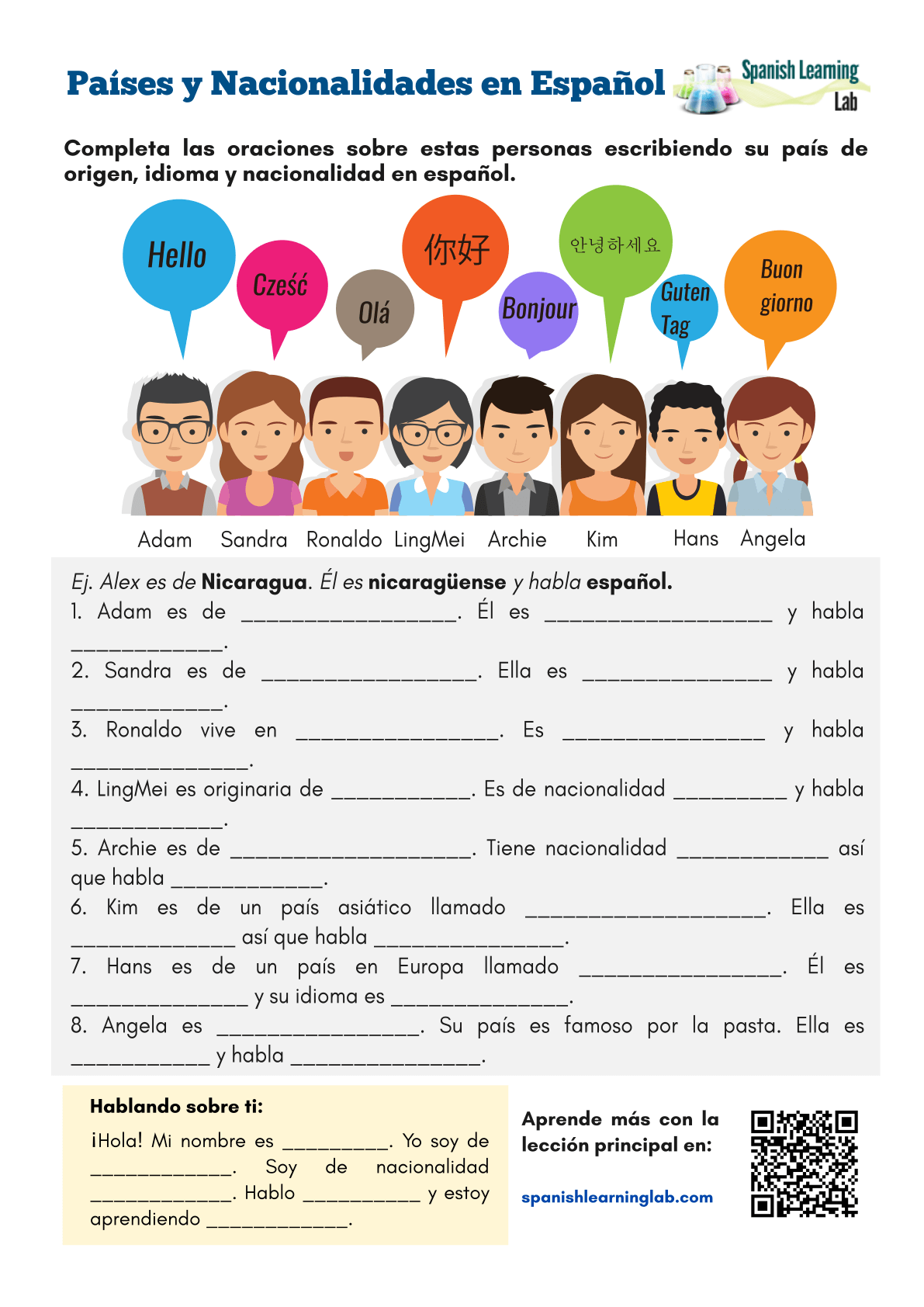 Spanish Speaking Countries Worksheet