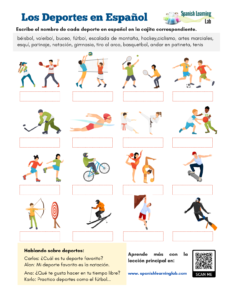 Common Sports in Spanish - PDF Worksheet - Spanish Learning Lab