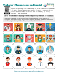 Jobs and Occupations in Spanish - PDF Worksheet - Spanish Learning Lab