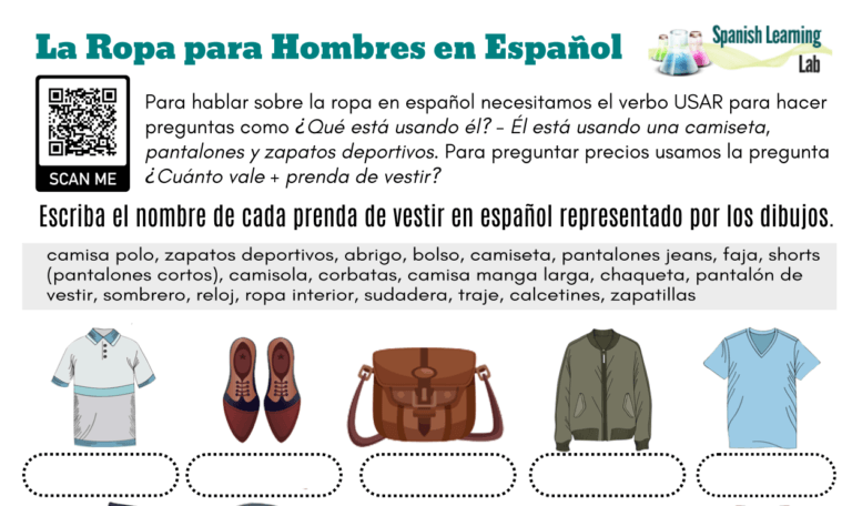 La Ropa y Accesorios en Español (Ejercicios en PDF) archivos - Spanish ...