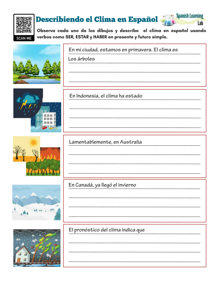 Describing the Weather in Spanish - PDF Worksheet - Spanish Learning Lab