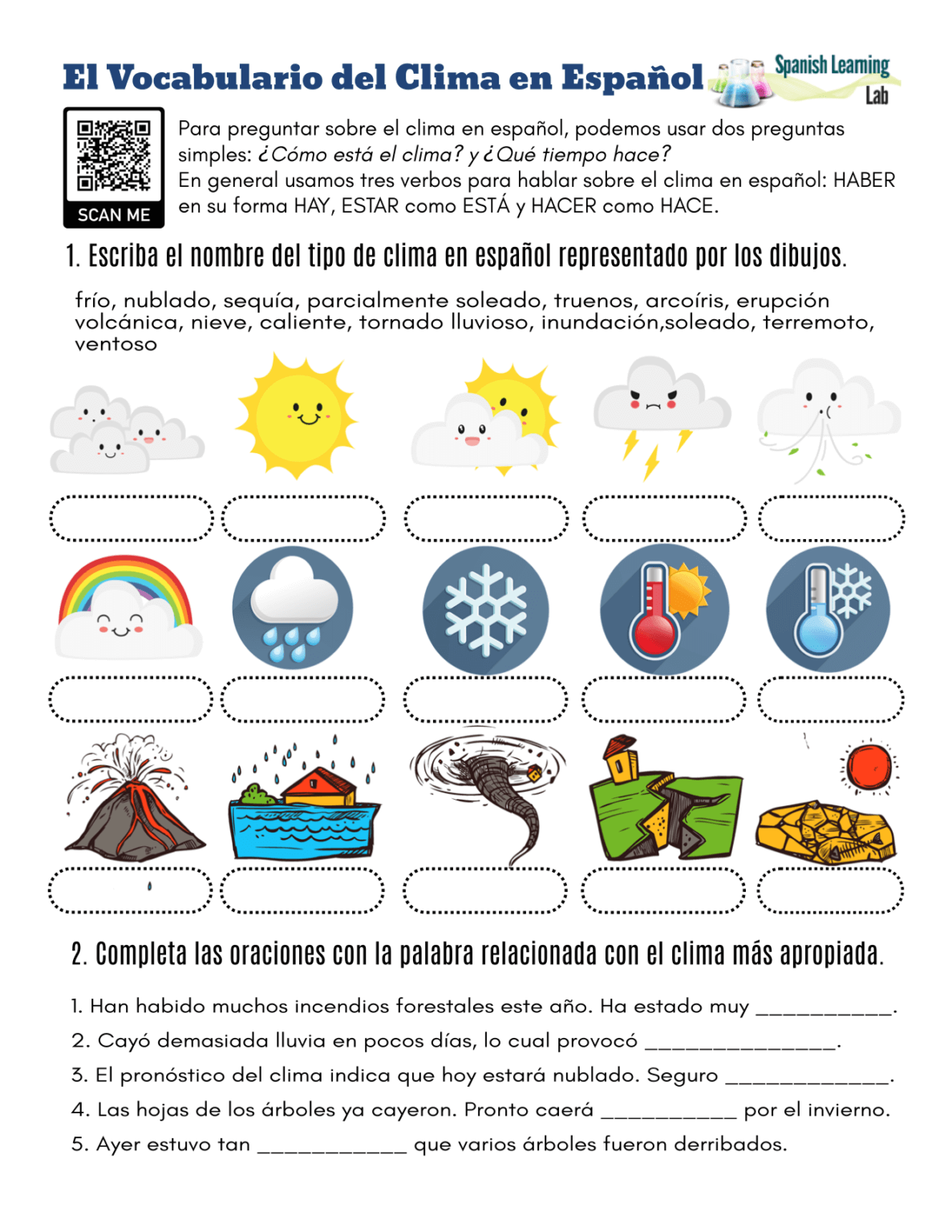 El Vocabulario sobre el Clima en Español - Ejercicios PDF - Spanish Learning Lab