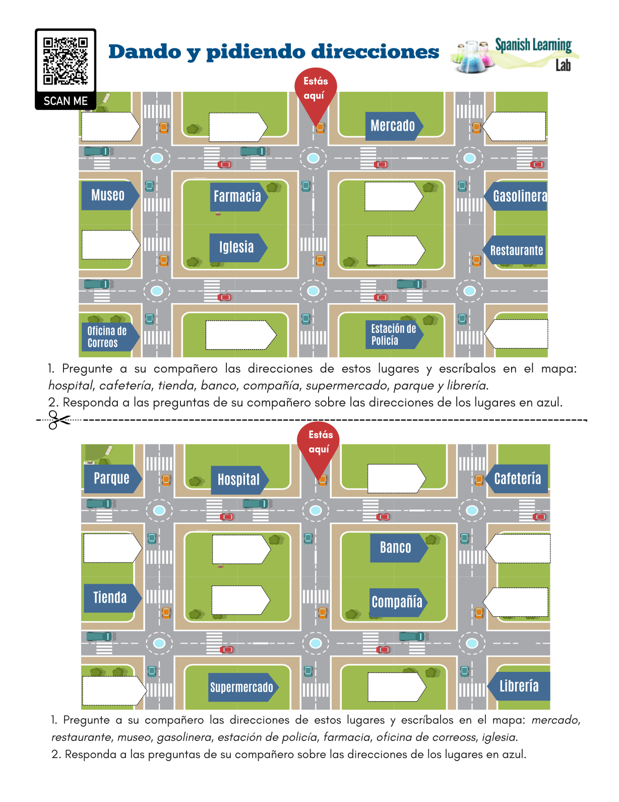 Asking for Directions in Spanish - PDF Worksheet - Spanish Learning Lab Asking for Directions in Spanish - PDF Worksheet - Spanish Learning Lab
