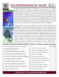 Mis Experiencias de Viaje en Español - Ejercicios de Lectura en PDF ...