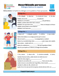 Physical Appearance in Spanish - Basic dialogues in PDF - Spanish ...