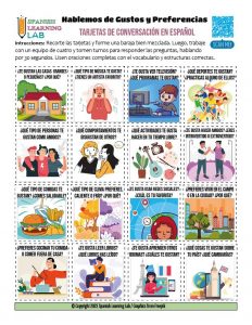 Likes and Preferences in Spanish - Conversation cards - Spanish ...