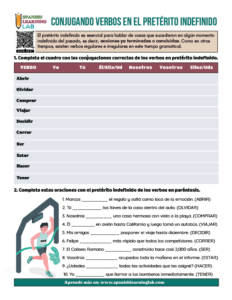 El Pretérito Indefinido en Español - Ejercicios en PDF - Spanish ...
