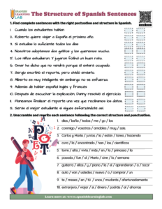 The Structure of Spanish Sentences - PDF Worksheet - Spanish Learning Lab