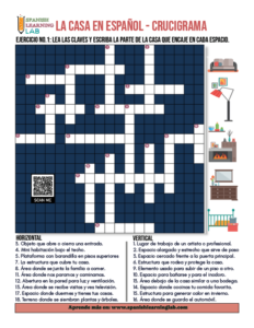 La Casa en Español - Crucigrama en PDF - Spanish Learning Lab