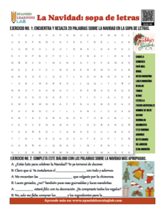 La Navidad - Sopa de Letras en Español - Spanish Learning Lab