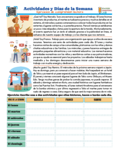 Actividades y Días de la Semana en Español - Lectura en PDF - Spanish ...