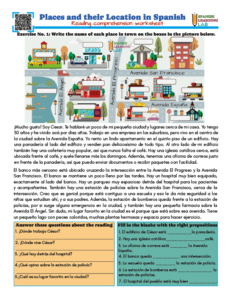 Places and their Location in Spanish - PDF Reading Worksheet - Spanish ...