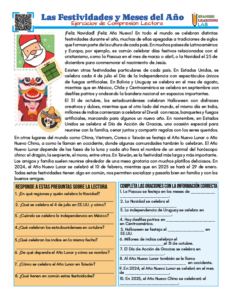 Festividades y Meses del Año en Español - Lectura en PDF - Spanish ...
