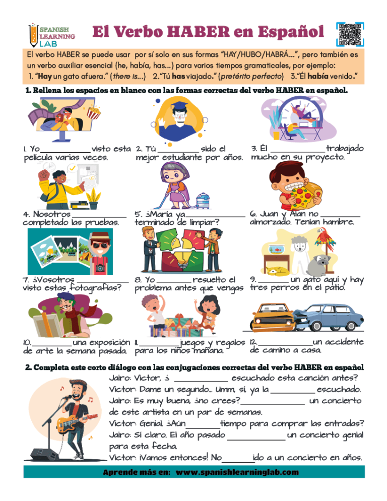 El Verbo HABER en Español - Ejercicios en PDF - Spanish Learning Lab