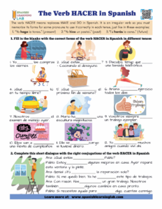 The Verb HACER in Spanish - PDF Worksheet - Spanish Learning Lab