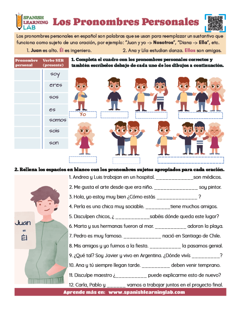 Los Pronombres Personales en Español (Ejercicios PDF) archivos - Spanish Learning Lab