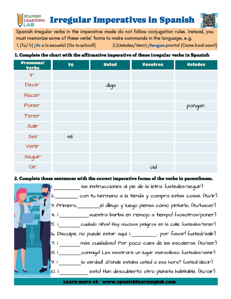 Irregular Imperatives in Spanish - PDF Worksheet - Spanish Learning Lab