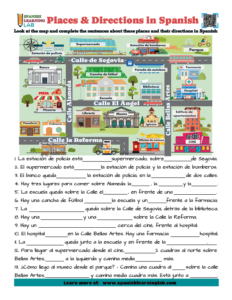 Places and Directions in Spanish - PDF Worksheet - Spanish Learning Lab