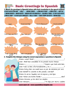 Basic Greetings in Spanish - PDF Worksheet - Spanish Learning Lab