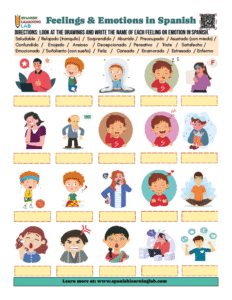 Feelings and Emotions in Spanish - PDF Worksheet - Spanish Learning Lab