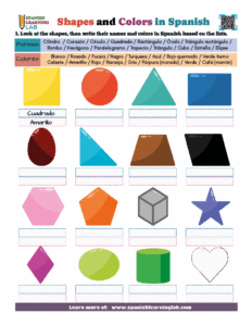 Shapes and Colors in Spanish - PDF Worksheet - Spanish Learning Lab