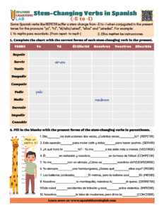 Stem-Changing Verbs in Spanish (Worksheets) Archives - Spanish Learning Lab
