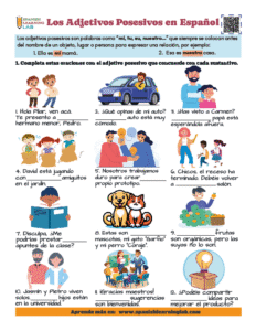 Los Adjetivos Posesivos en Español - Ejercicios en PDF - Spanish ...