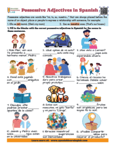 Possessive Adjectives in Spanish - PDF Worksheet No. 2 - Spanish ...
