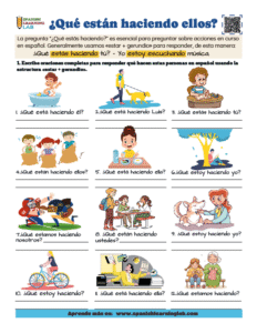 ¿Qué están haciendo ellos? - Ejercicios en PDF - Spanish Learning Lab