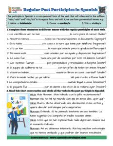 Regular Past Participles in Spanish - PDF Worksheet - Spanish Learning Lab